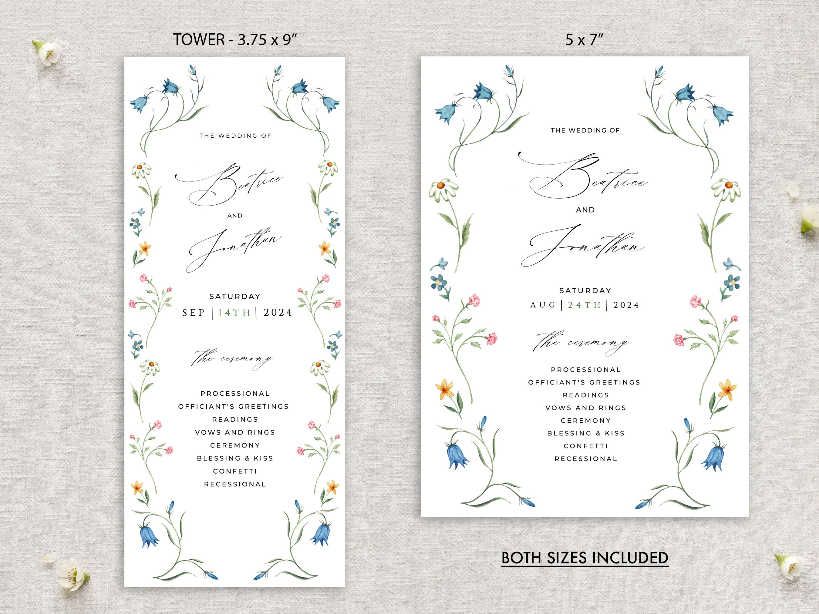 ISHA Spring Wedding Program Template, Ceremony Program, Printable ...