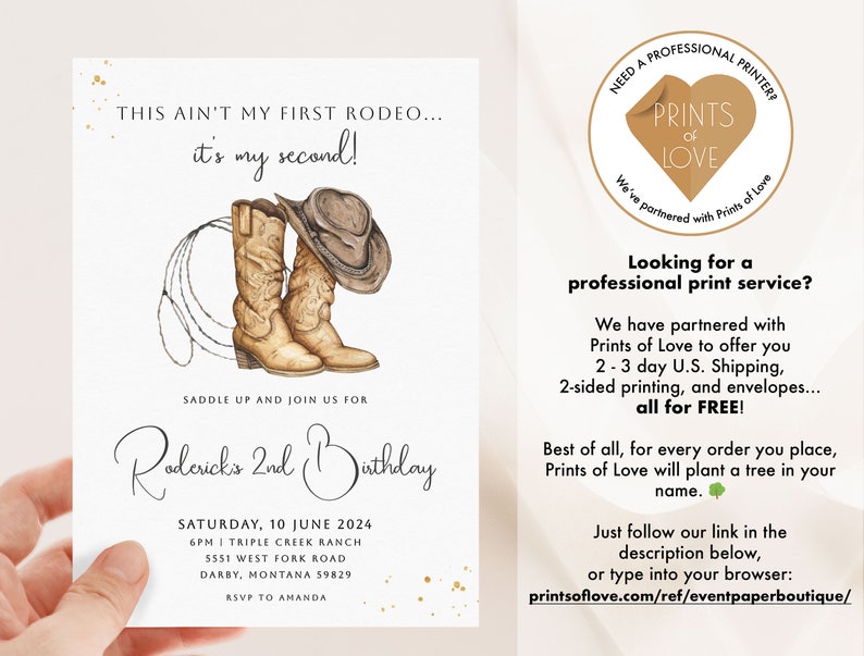 2nd Rodeo Birthday Party Invitation Western Birthday Invite - Etsy