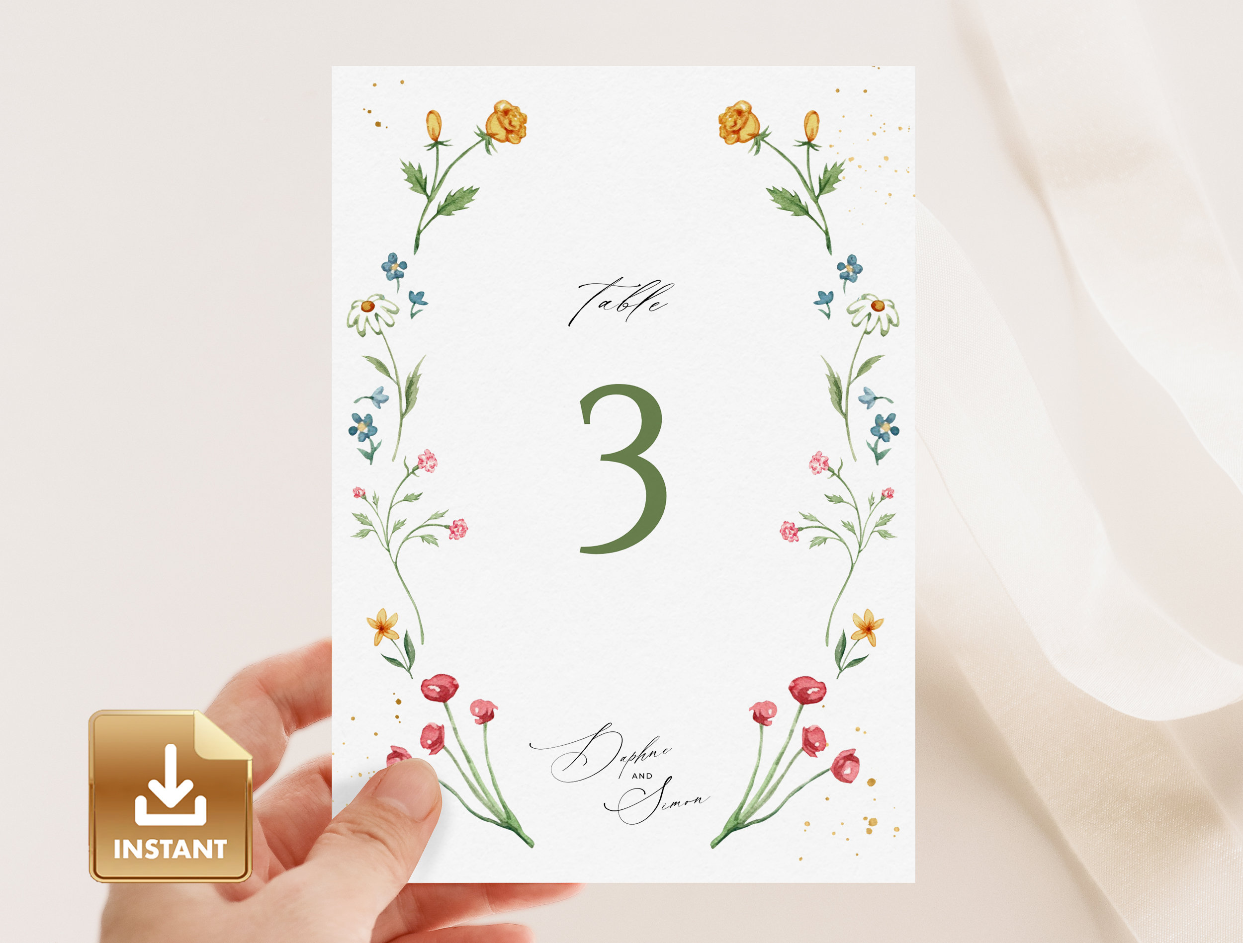 Wildflower Table Number Template Floral Table Number Sign - Etsy