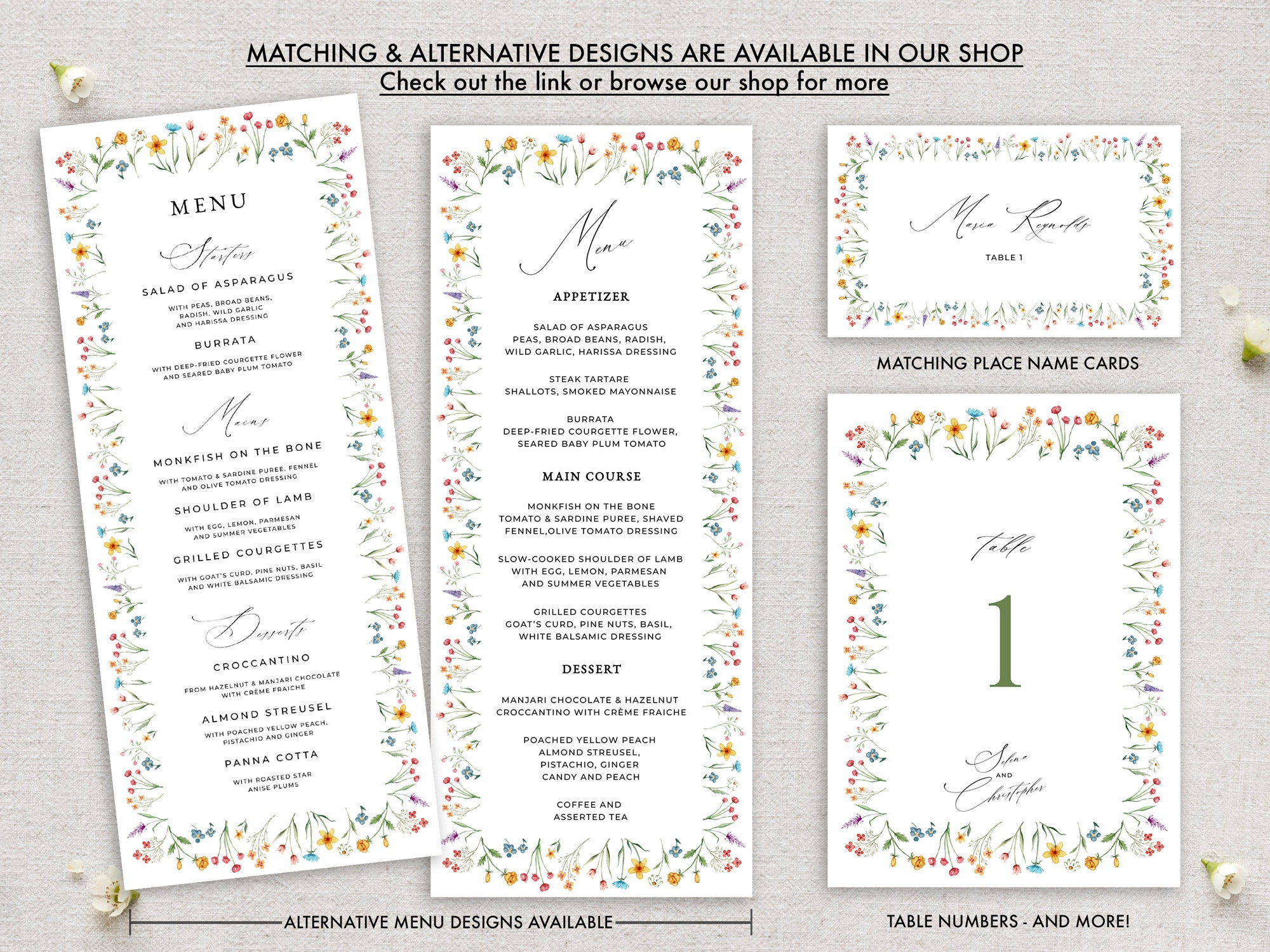 Bar Menu Sign, Printable Wedding Sign, Floral Drinks Menu Template ...