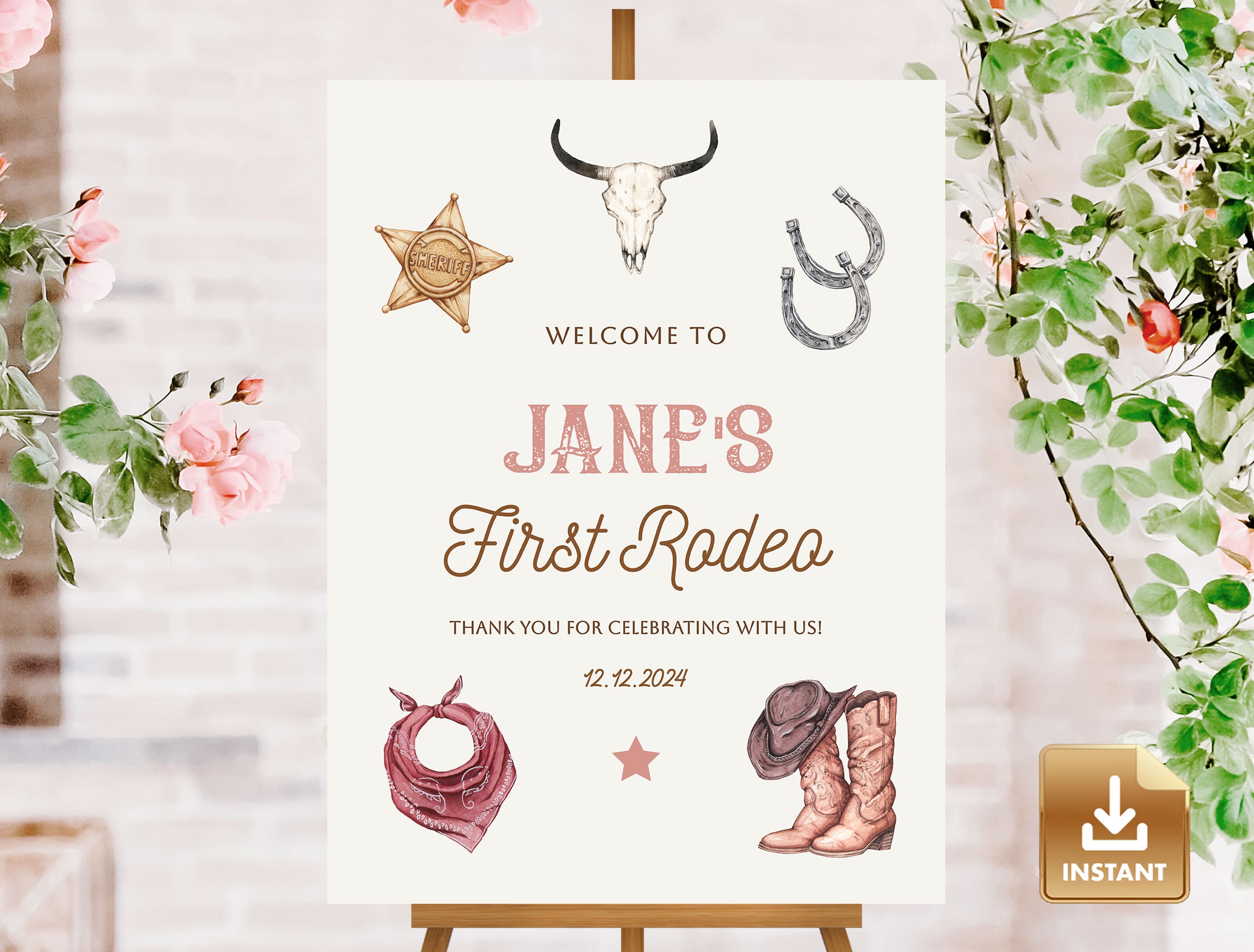1st Rodeo Birthday Welcome Sign Template, First Birthday Party Welcome ...