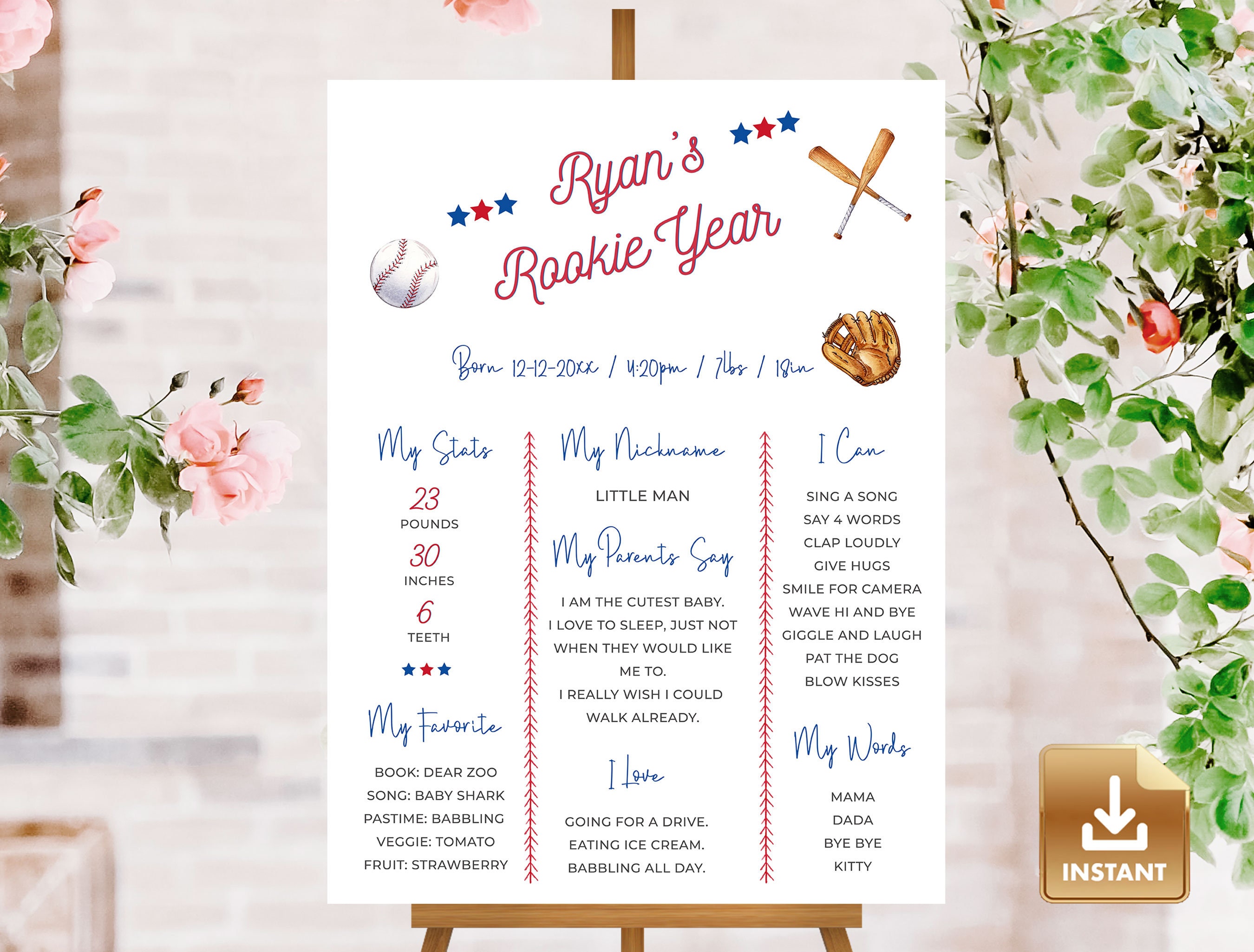 ROOKIE Milestone Printable Template Birthday Sport Sign - Etsy