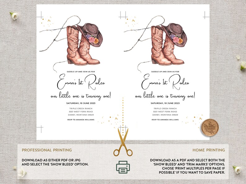 1st Rodeo Birthday Party Invitation, Western Birthday Invite Card, Our ...