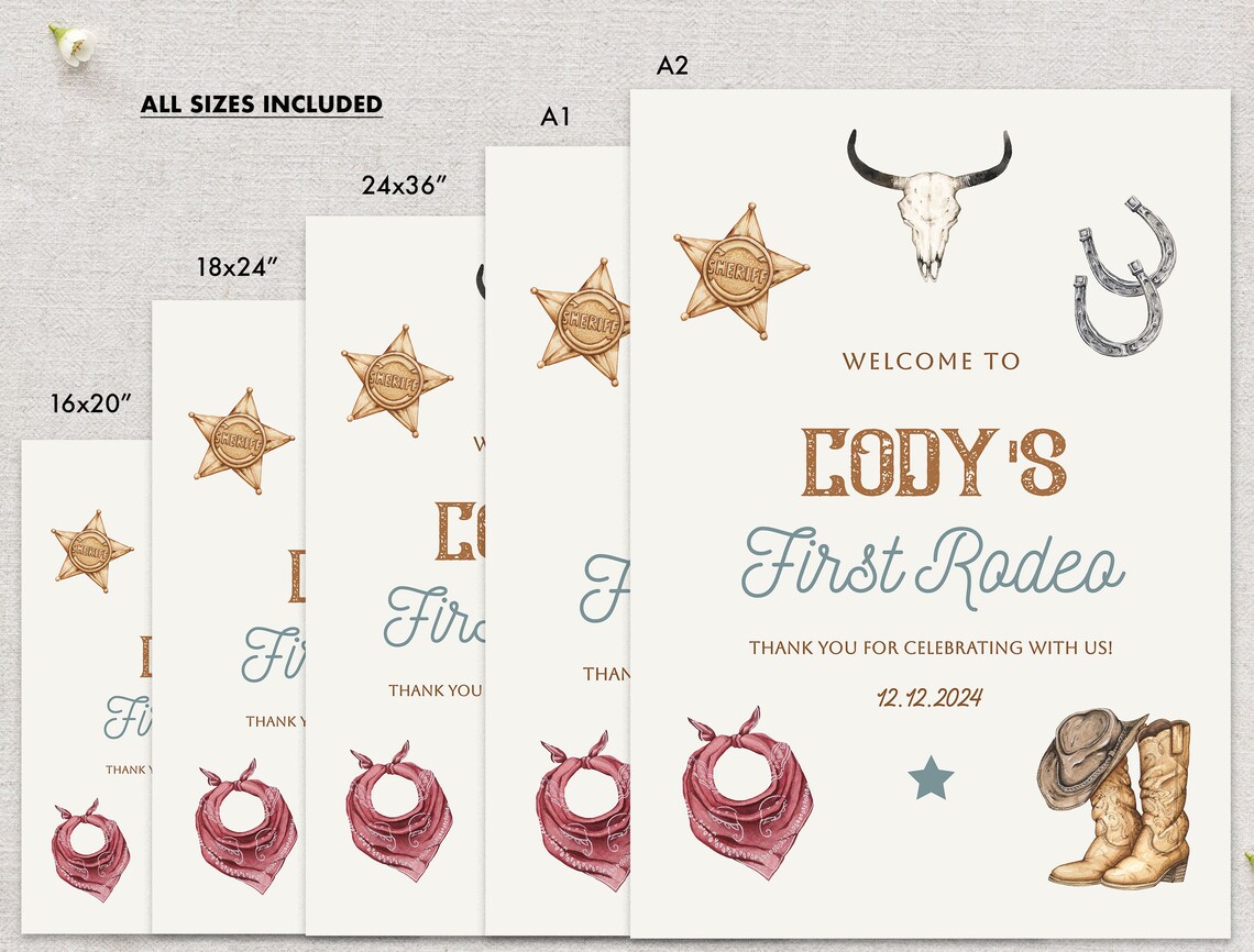 1st Rodeo Birthday Welcome Sign Template, Western Editable Sign, Cowboy ...