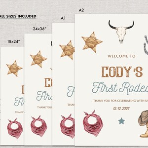 1st Rodeo Birthday Welcome Sign Template, Western Editable Sign, Cowboy ...