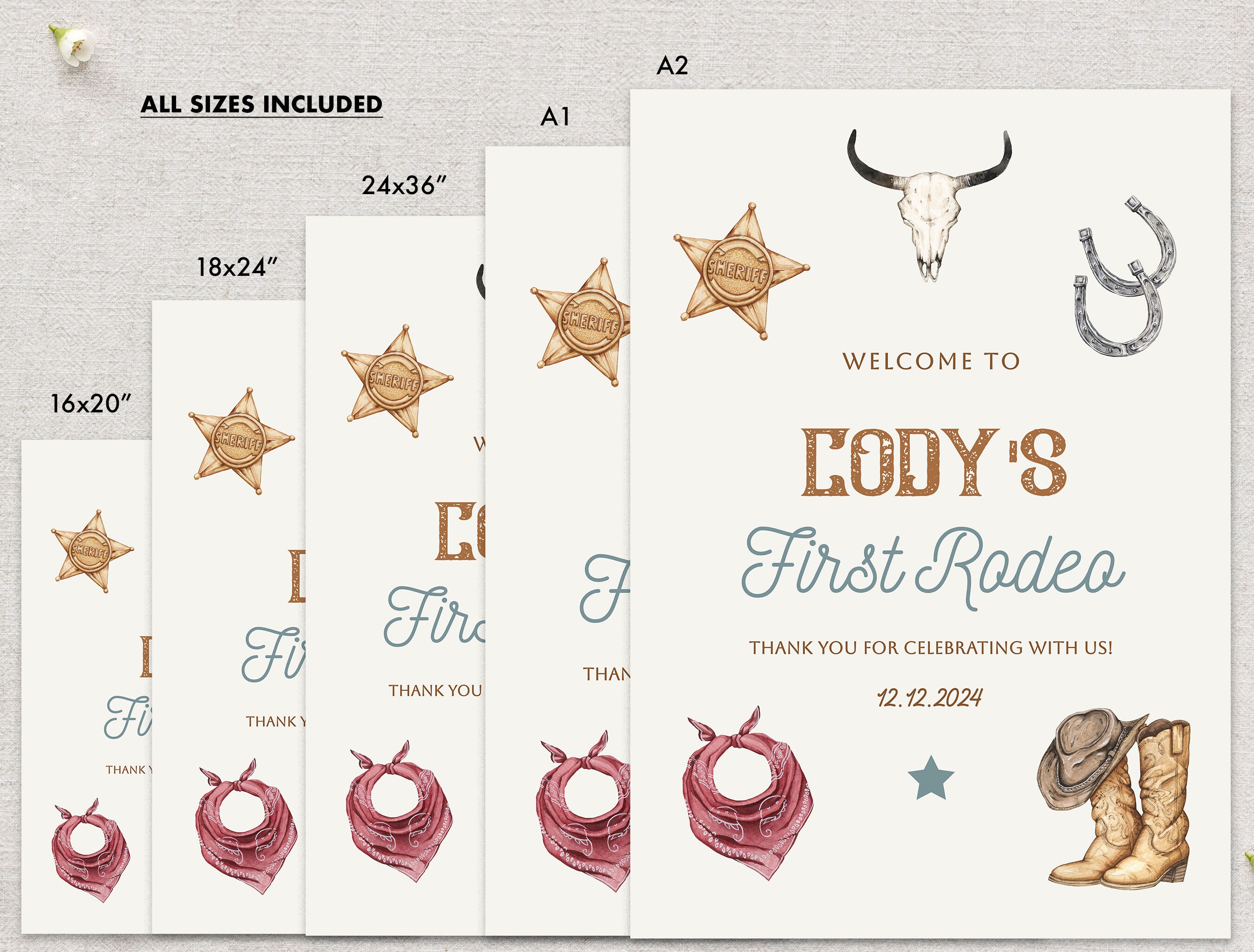 1st Rodeo Birthday Welcome Sign Template Western Editable - Etsy