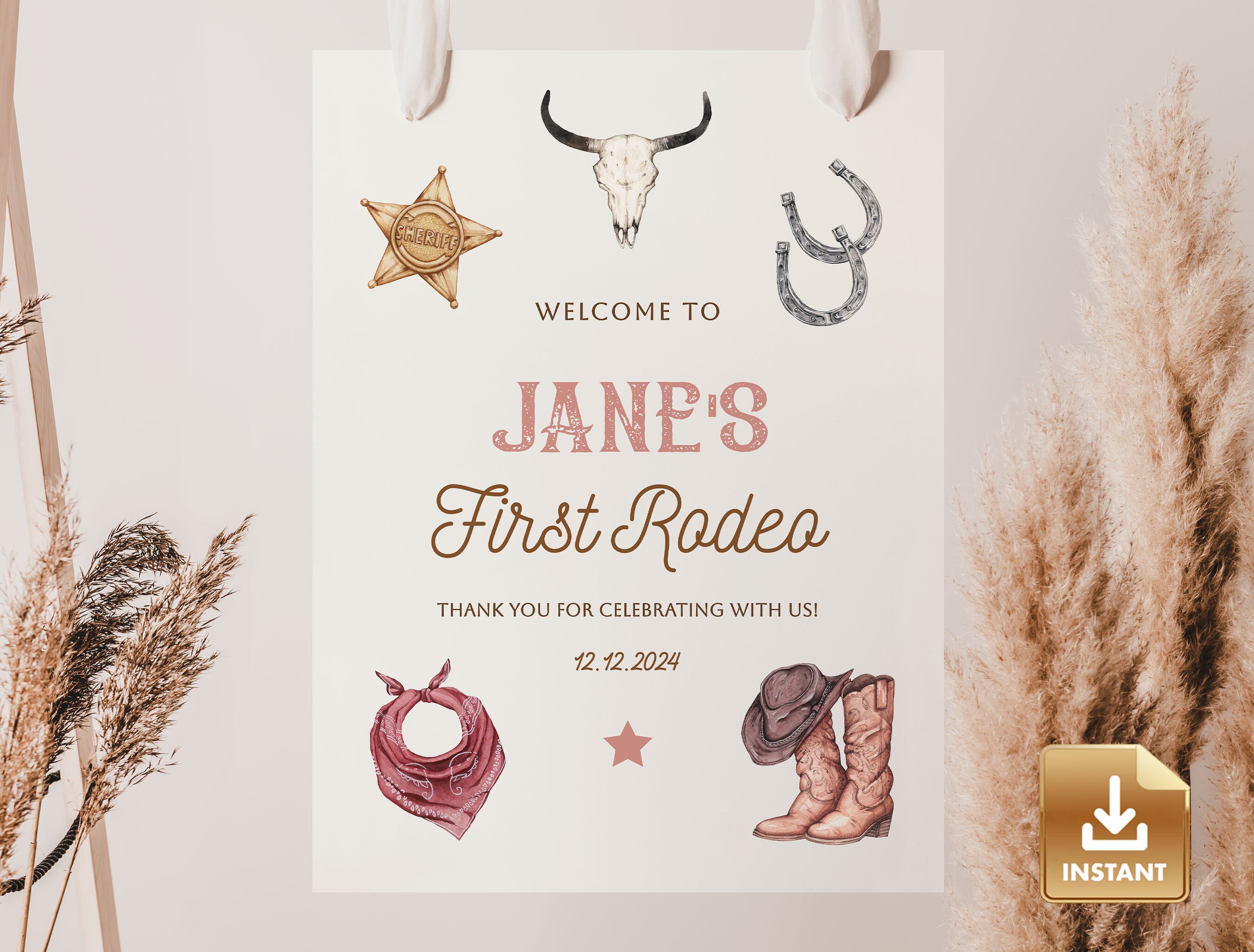 1st Rodeo Birthday Welcome Sign Template, First Birthday Party Welcome ...