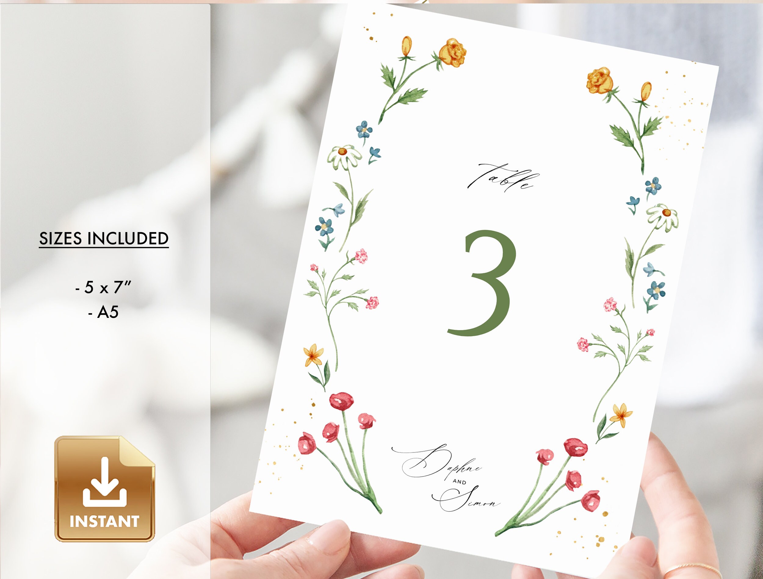 Wildflower Table Number Template Floral Table Number Sign - Etsy