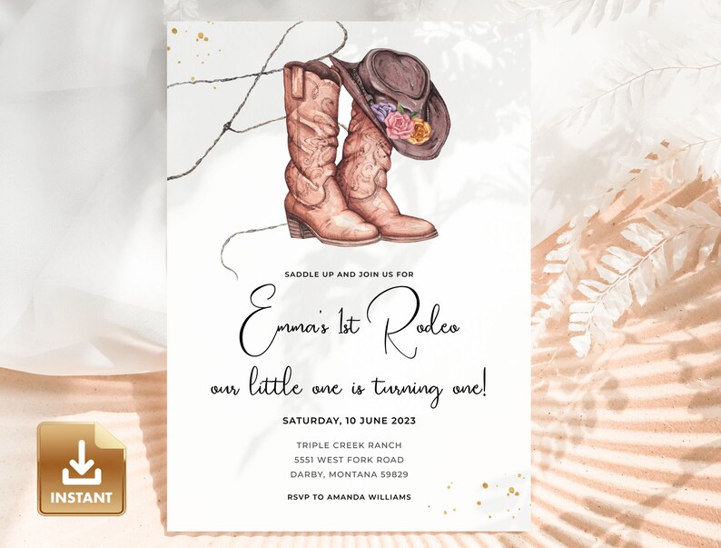 1st Rodeo Birthday Party Invitation, Western Birthday Invite Card, Our ...