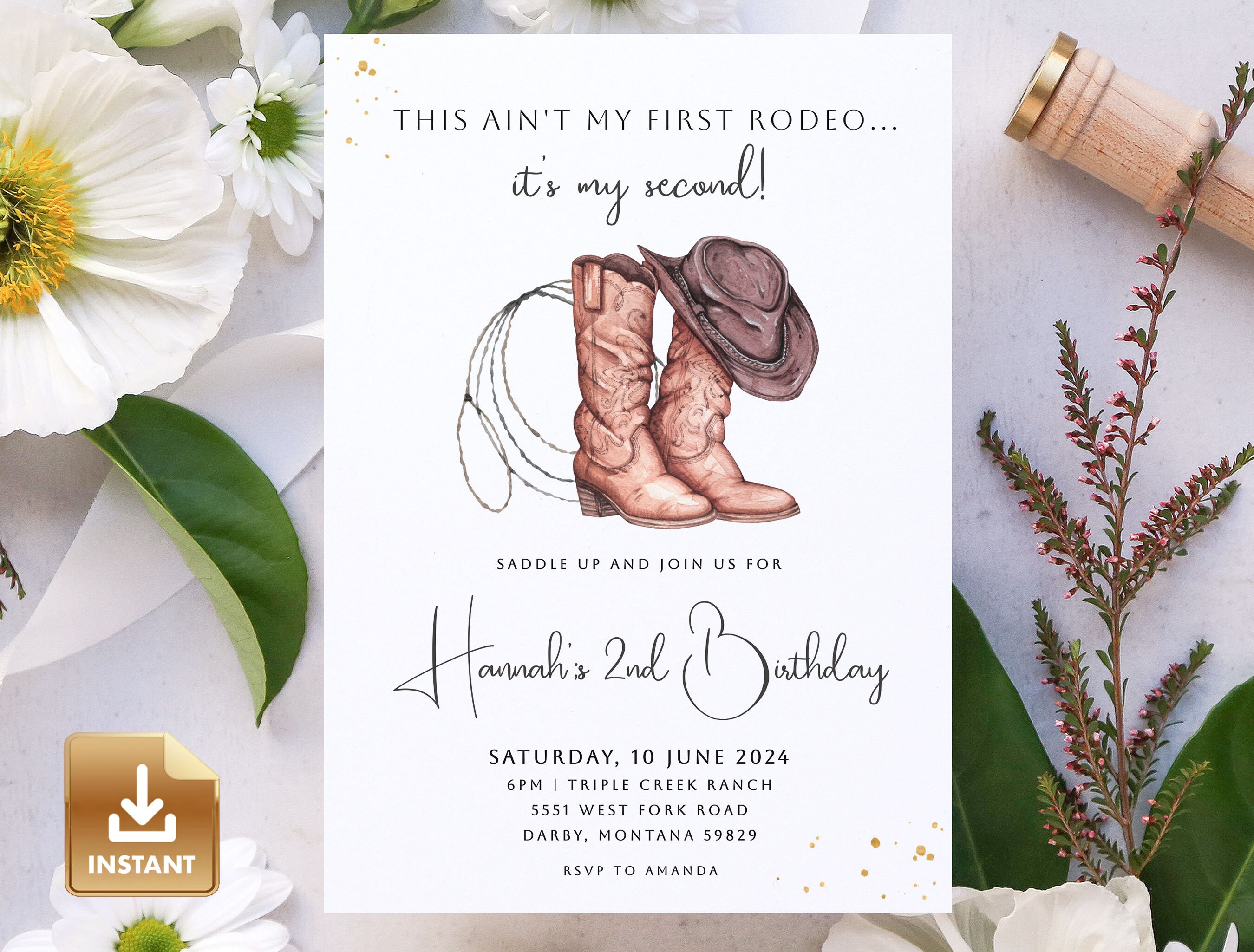 2nd Rodeo Birthday Party Invitation Second Rodeo Birthday - Etsy