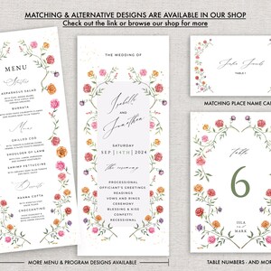 Bar Menu Sign, Printable Wedding Sign, Drinks Sign, Watercolor Roses ...