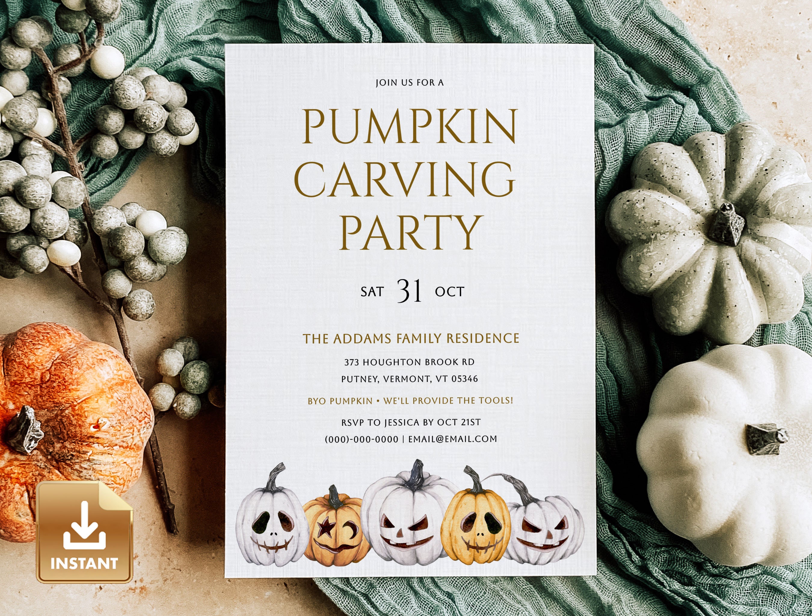Pumpkin Carving Party Invitation Template Halloween Party - Etsy