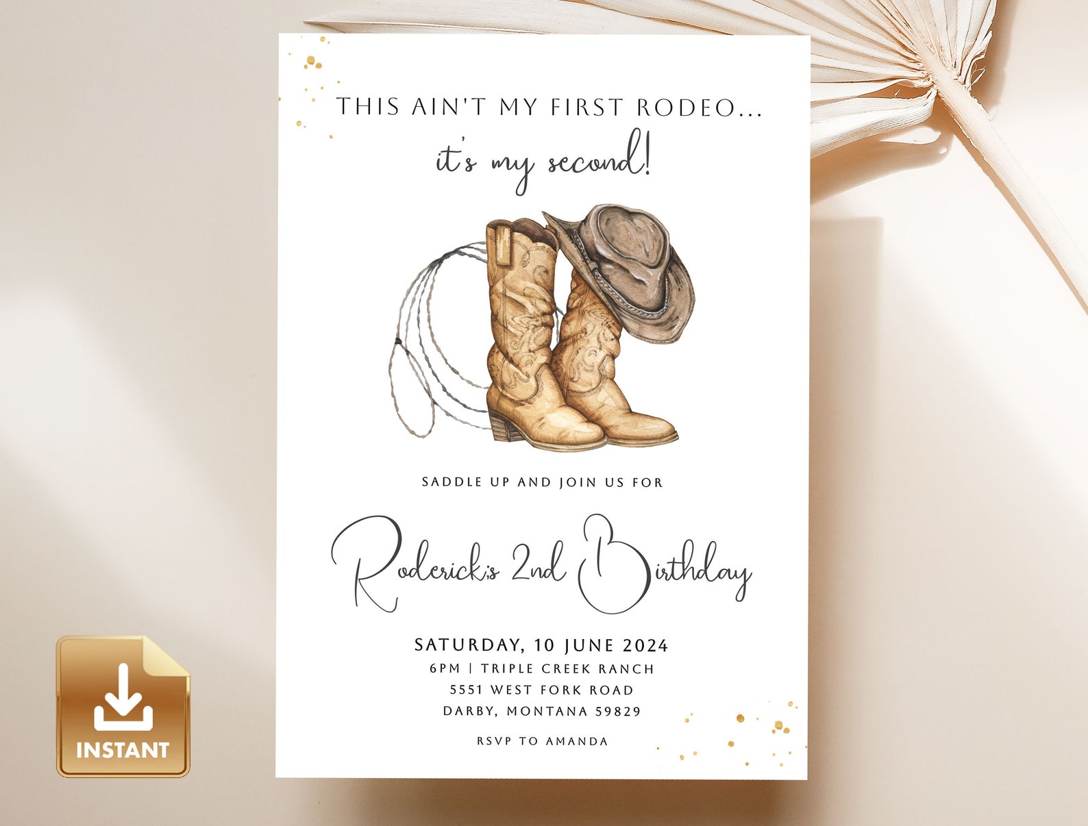 2nd Rodeo Birthday Party Invitation Western Birthday Invite - Etsy