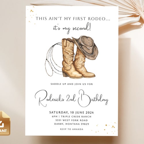2nd Rodeo Birthday Party Invitation Western Birthday Invite - Etsy
