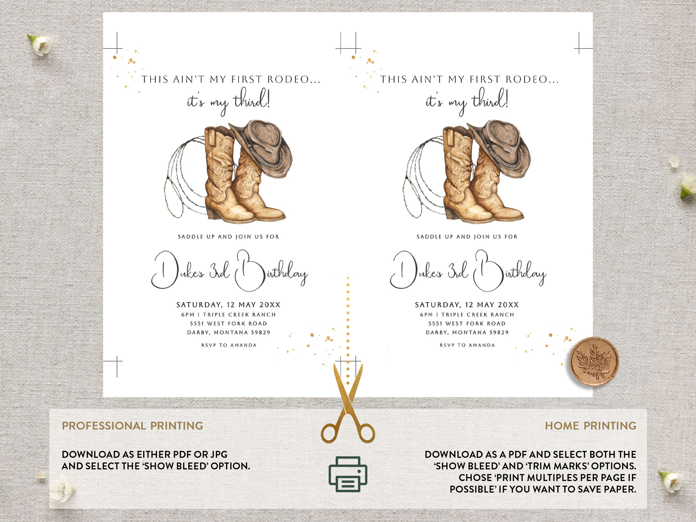 3rd Rodeo Birthday Party Invitation, Not My First Rodeo, Western ...