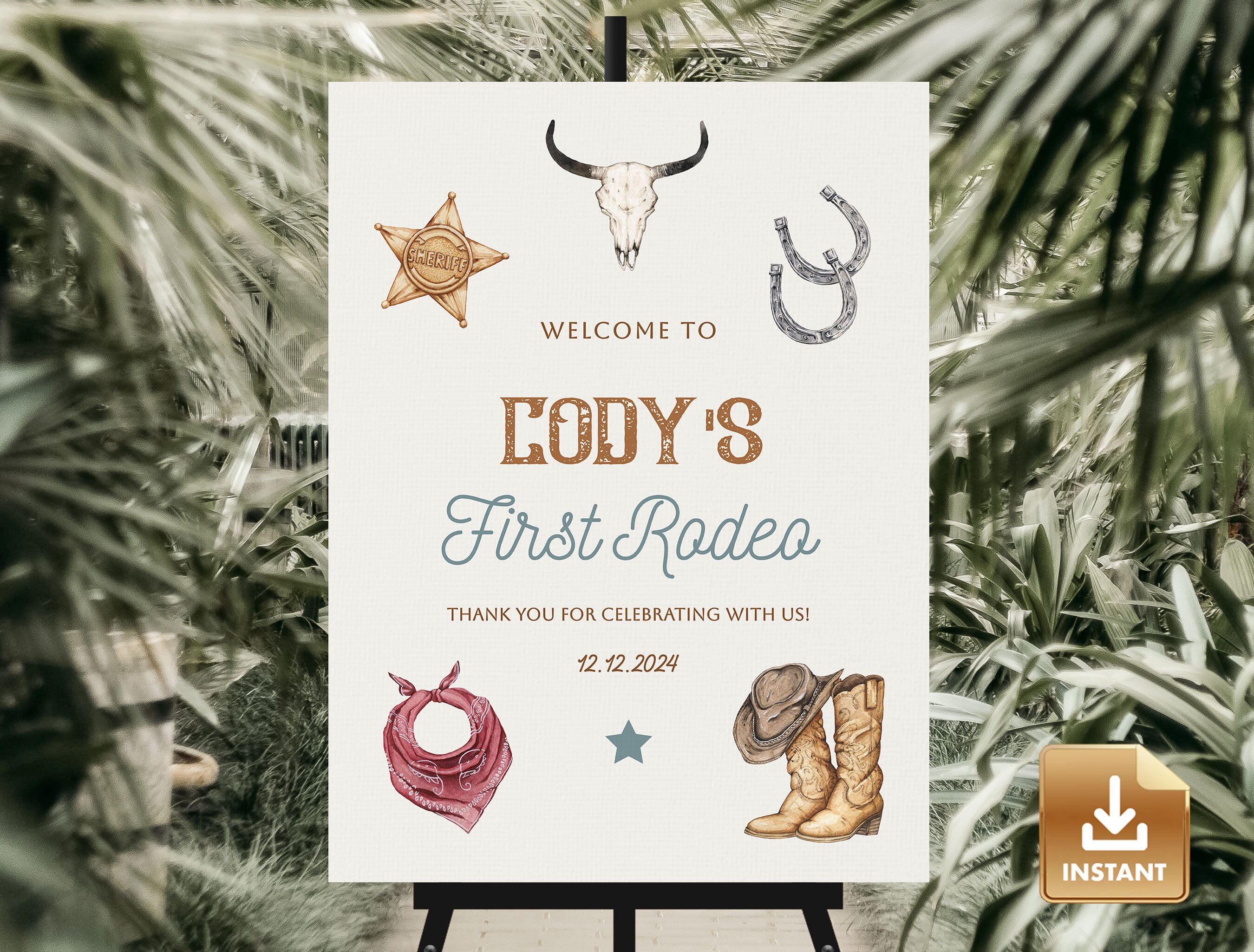1st Rodeo Birthday Welcome Sign Template Western Editable - Etsy