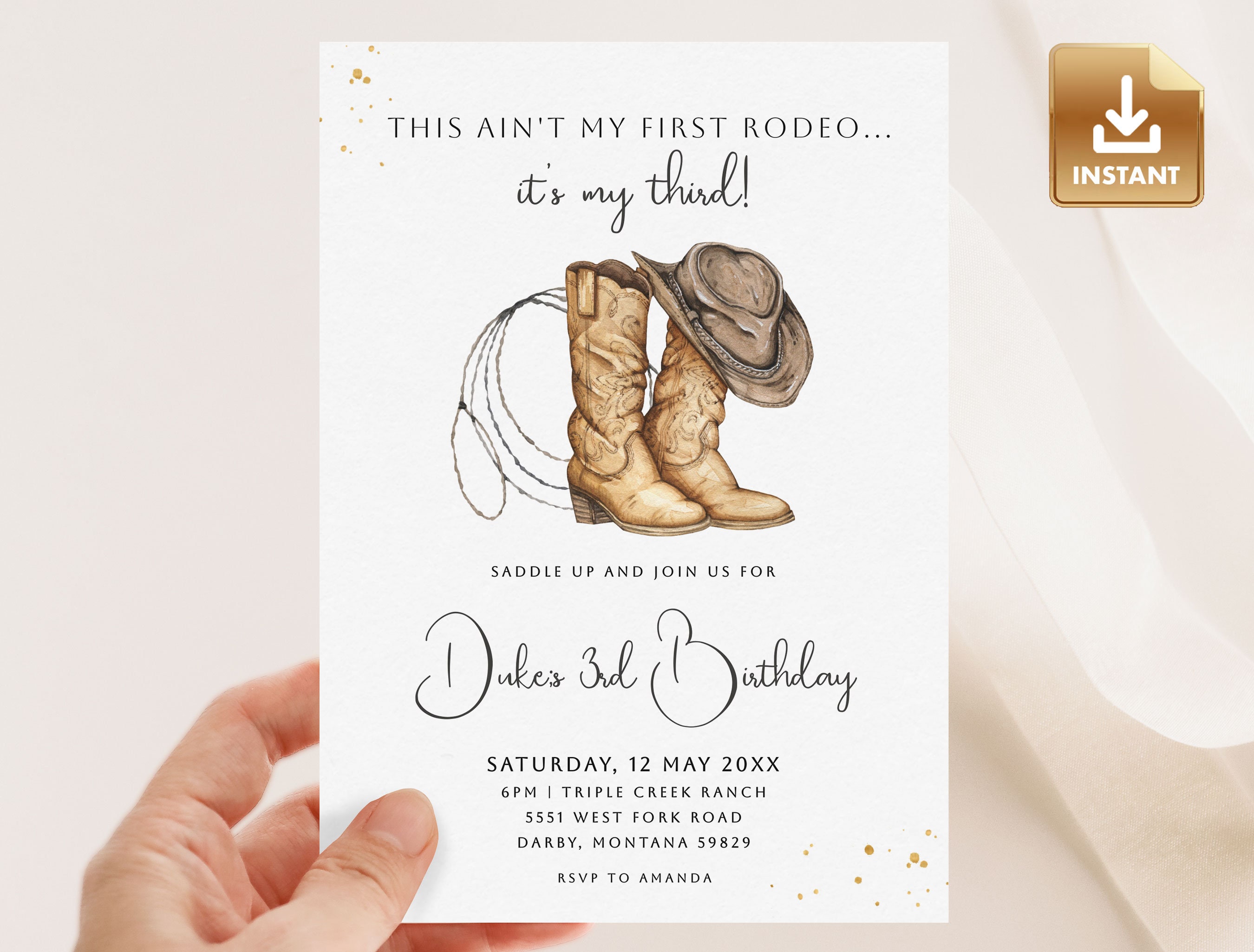 3rd Rodeo Birthday Party Invitation, Not My First Rodeo, Western ...