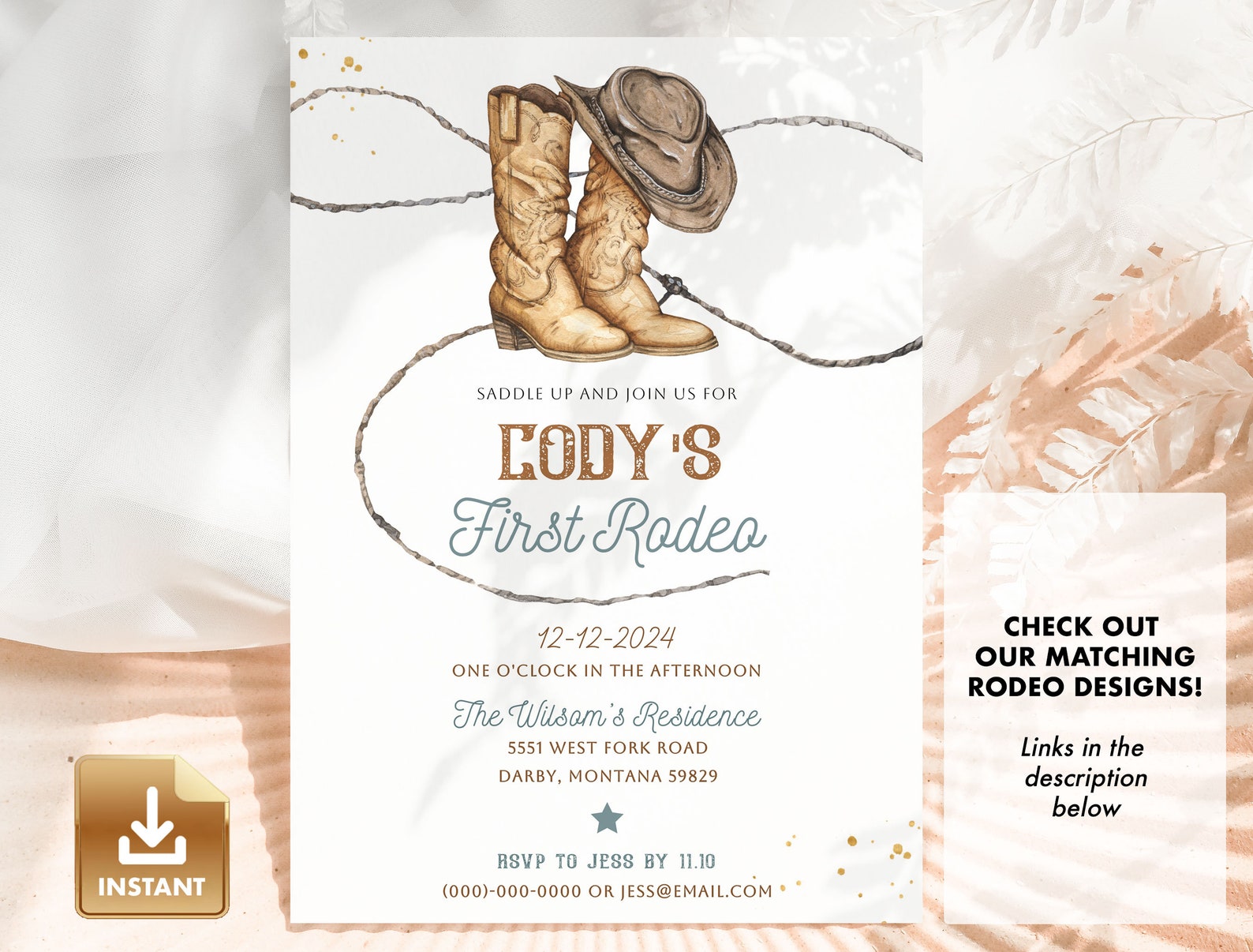 First Rodeo Birthday Party Invitation, Wild West Birthday, Western ...