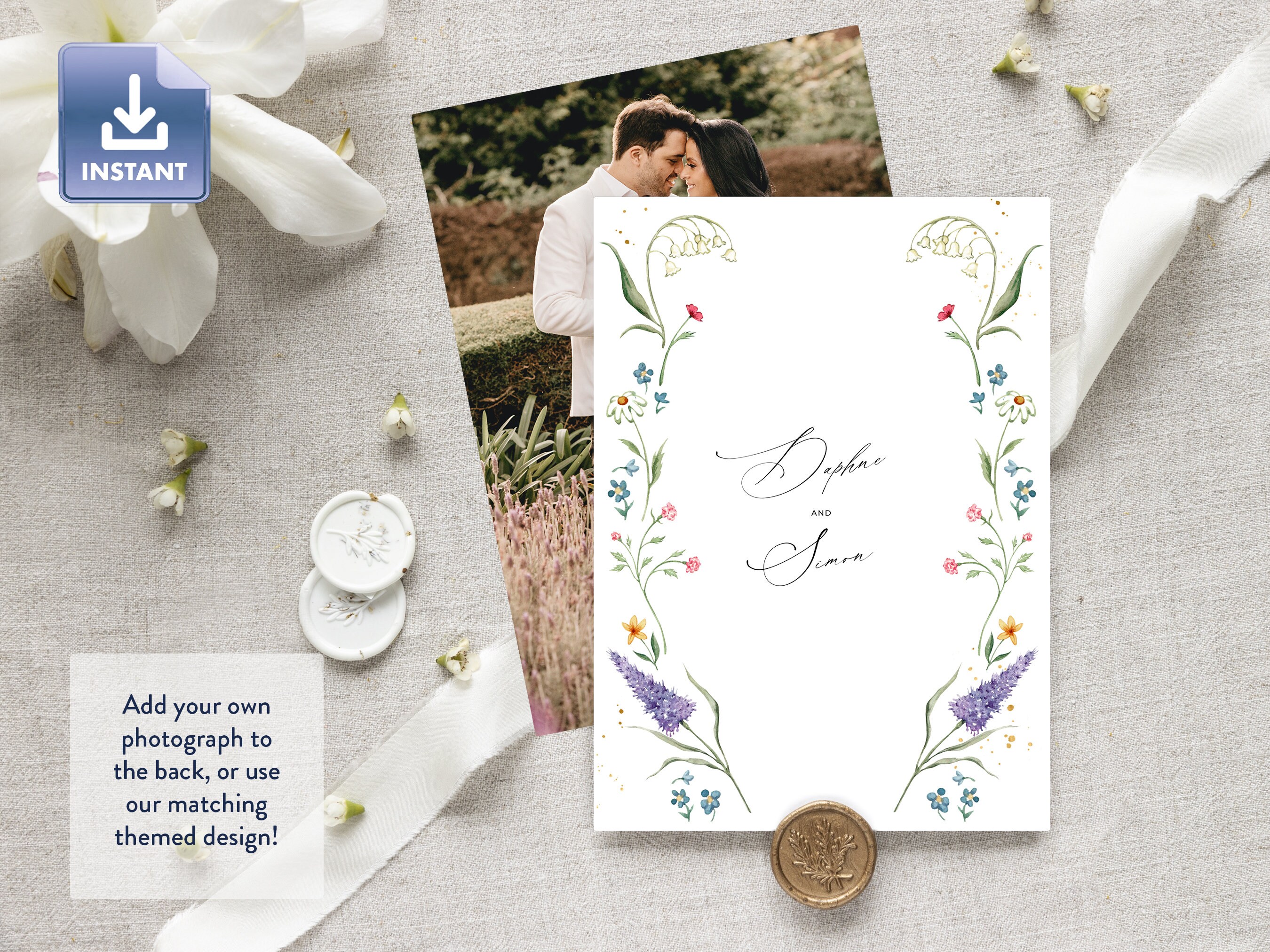 IRIS Wildflower Wedding Invitation Template Hand-painted - Etsy