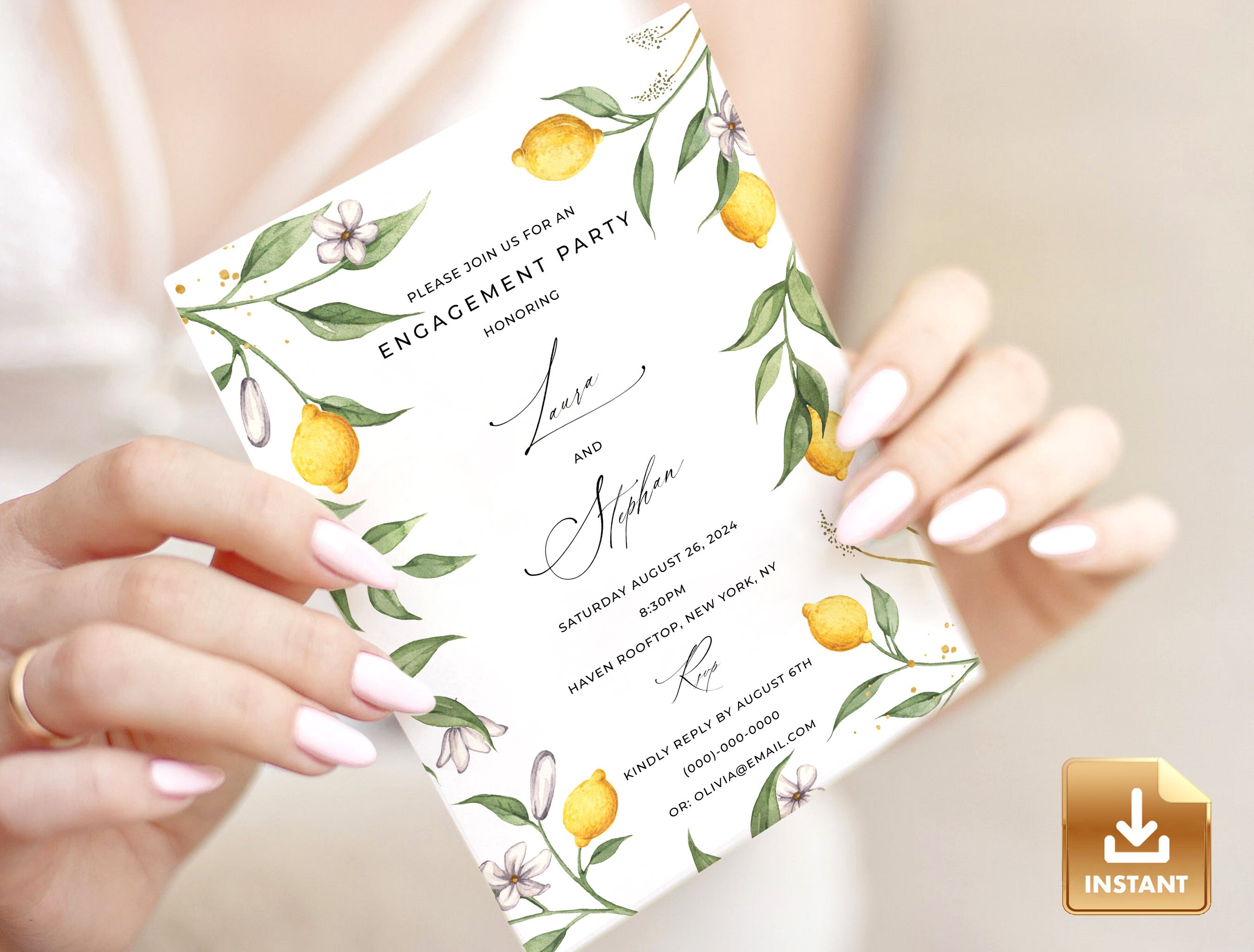 CAPRI Engagement Party Invitation Template Lemon Engagement - Etsy