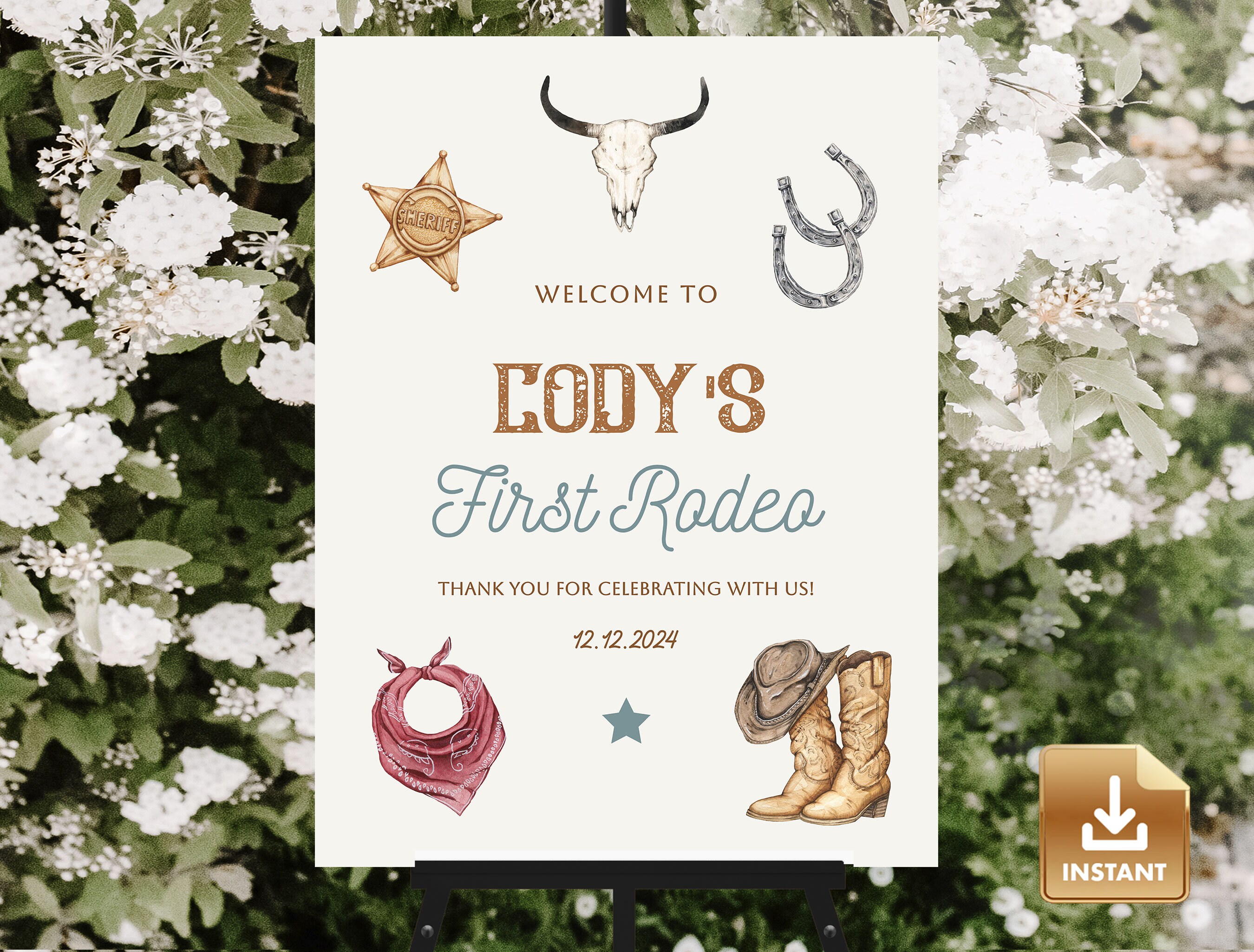 1st Rodeo Birthday Welcome Sign Template Western Editable - Etsy