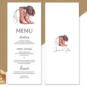 First Rodeo Birthday Party Menu Template, Western Birthday Menu Card ...