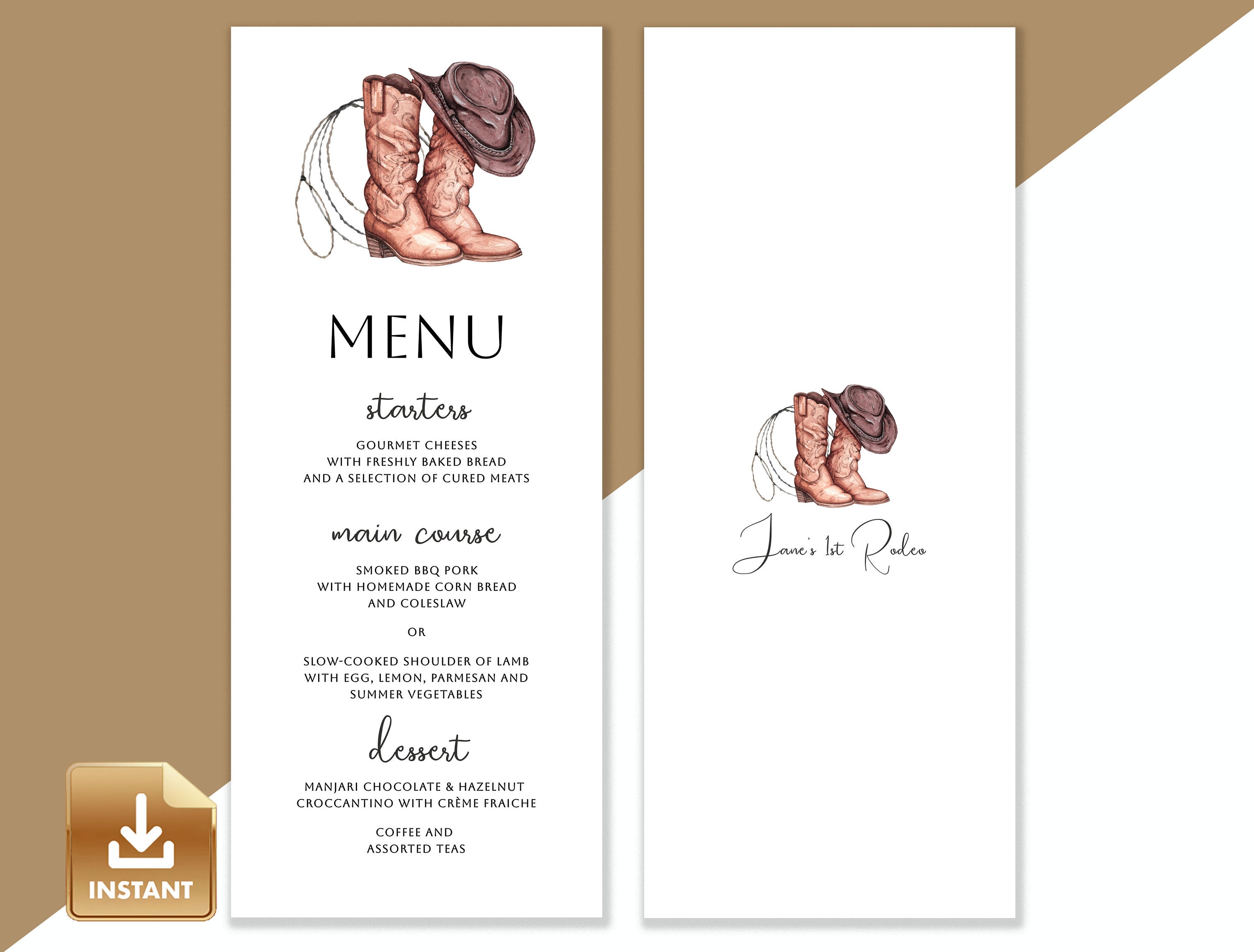 First Rodeo Birthday Party Menu Template, Western Birthday Menu Card ...