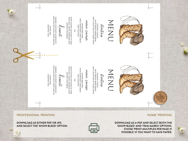 First Rodeo Birthday Menu Template, 1st Birthday Menu Card, Western ...