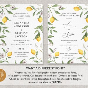 Summer Engagement Party Invitation Template, Citrus Lemon Invite ...