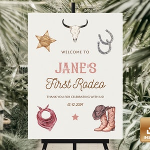 1st Rodeo Birthday Welcome Sign Template, First Birthday Party Welcome ...