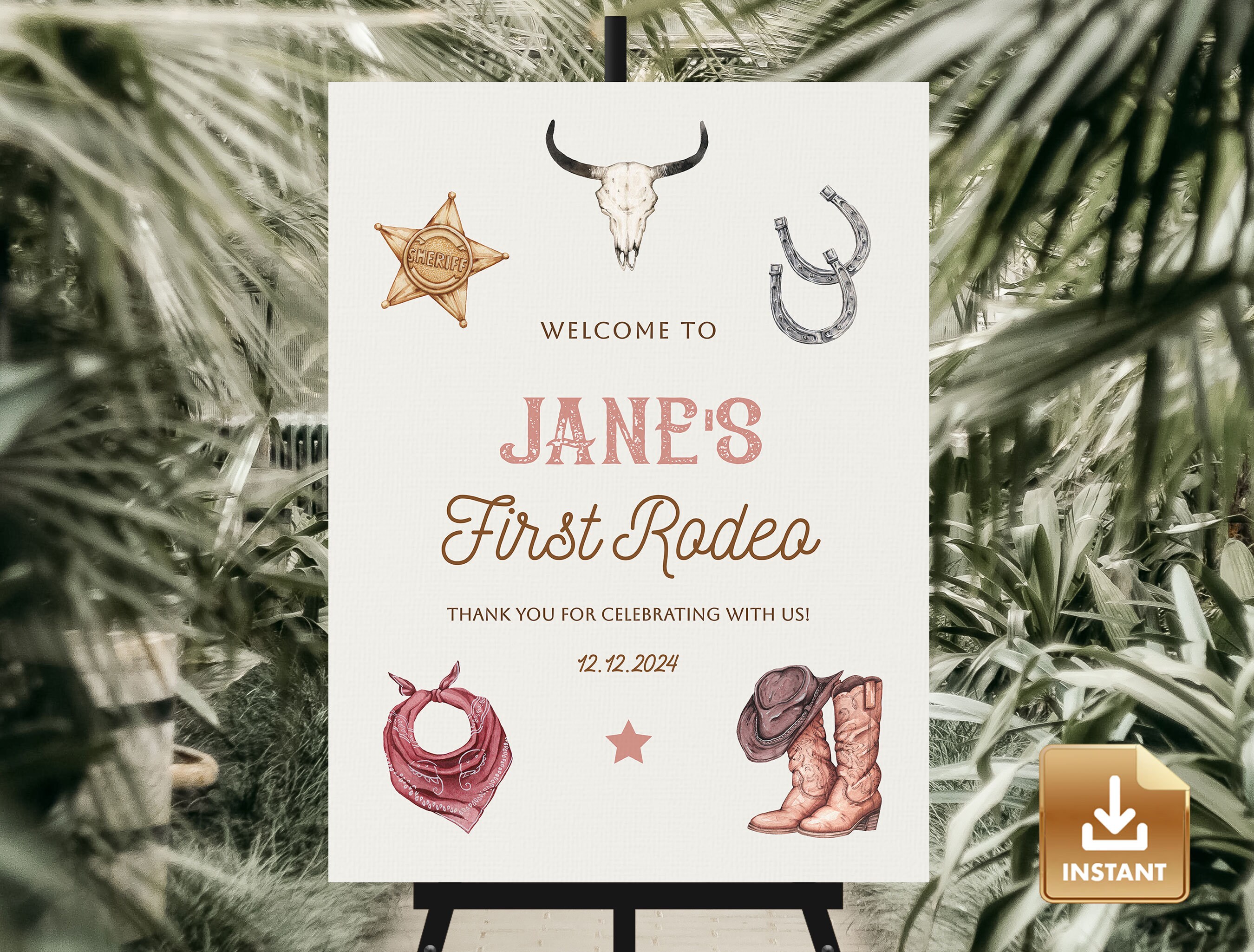 1st Rodeo Birthday Welcome Sign Template, First Birthday Party Welcome ...