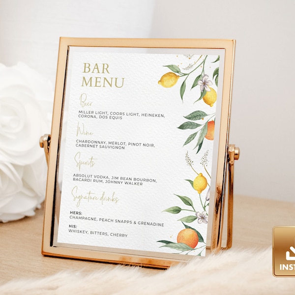 Bar Menu Template - Etsy