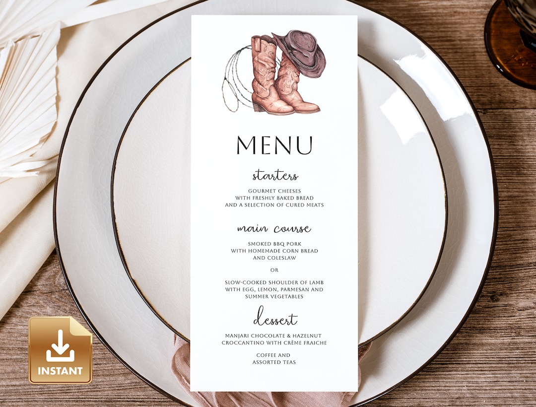 First Rodeo Birthday Party Menu Template, Western Birthday Menu Card ...