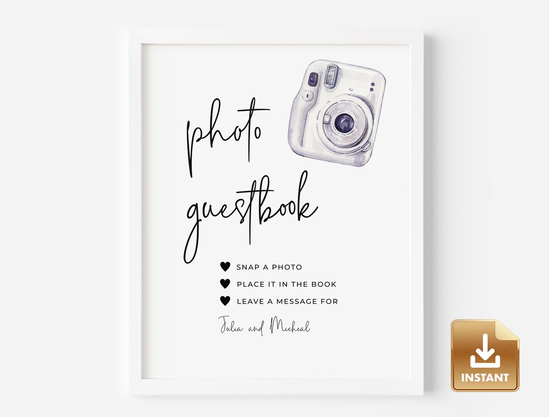 Printable Wedding Photo Guestbook Sign, Minimalist Photo Guest Book ...