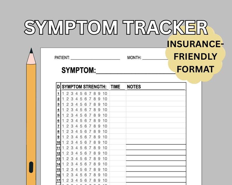 Simple Symptom Tracker Printable | Elderly Friendly Daily Health Log ...