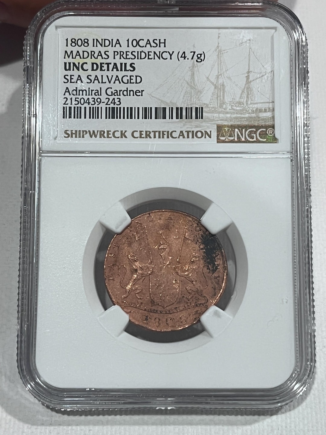 Admiral Gardner Shipwreck Coin: 1808 India Madras, NGC Certified - Etsy