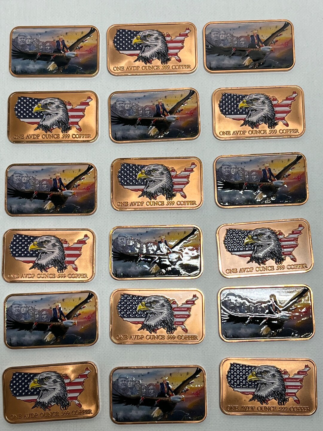 Trump Copper Bar Colorized, 1 Oz AVDP, Eagle Bomber Trump 1 Oz Bar, USA ...