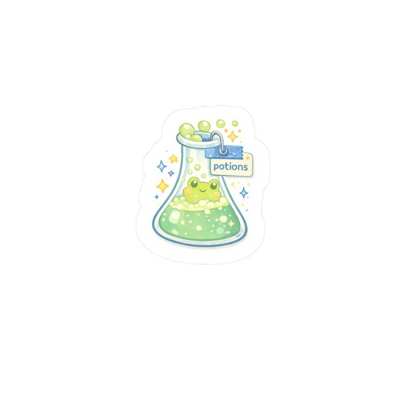 Cute Potion Frog Beaker Sticker | Kiss-cut Sticker, Green Alchemy ...