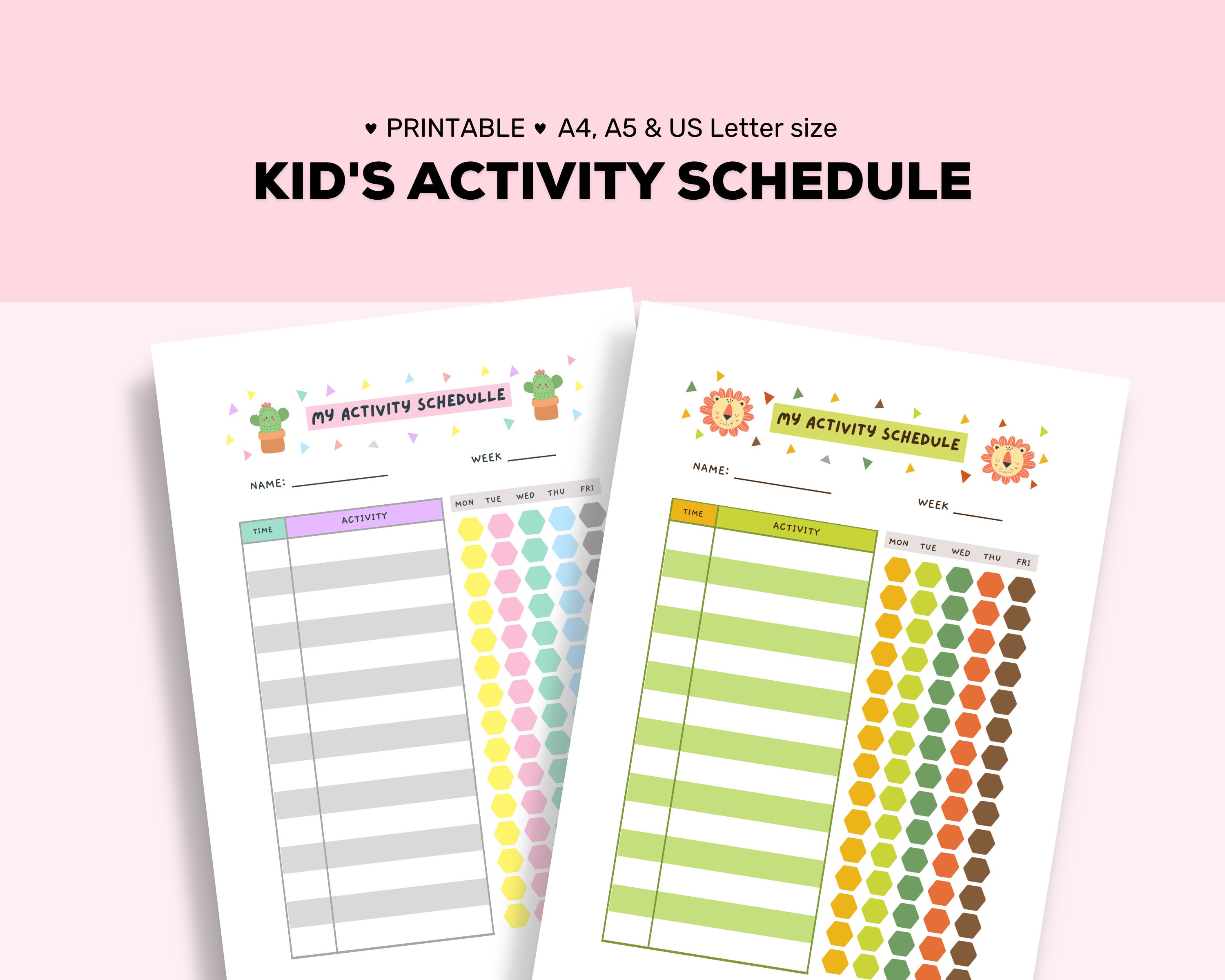 Printable Kid's Activity Schedule, Homeschool Timetable, Weekly Planner ...