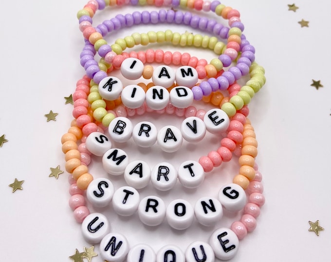 3-pack Kids’ Affirmation Beaded Bracelets, Affirmation Friendship ...