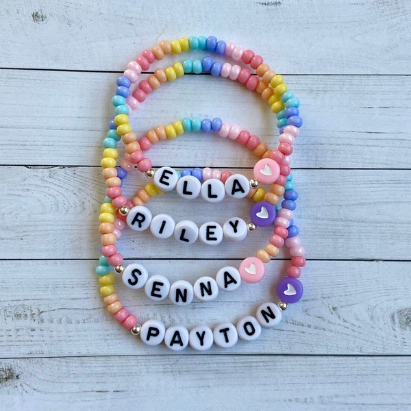 Rainbow Hearts Letter Bead Bracelet - Etsy