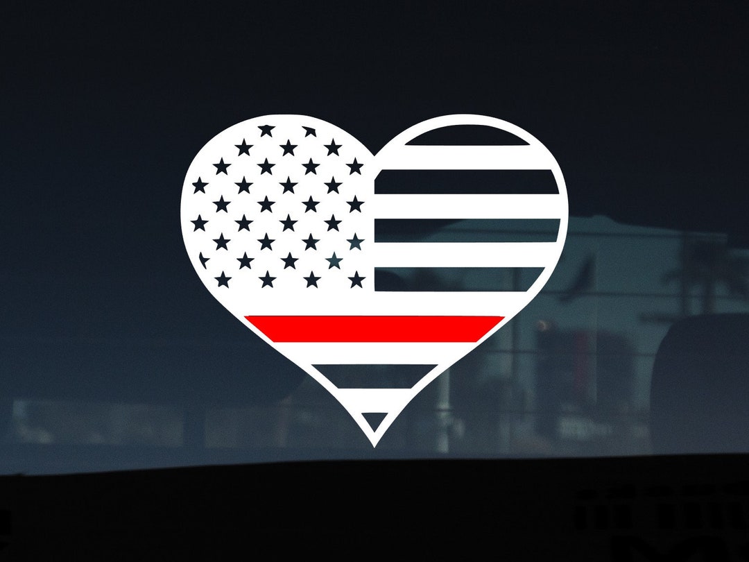 Red Line Heart Decal, Fire Wife, Firefighter, Conservative Decal, First ...