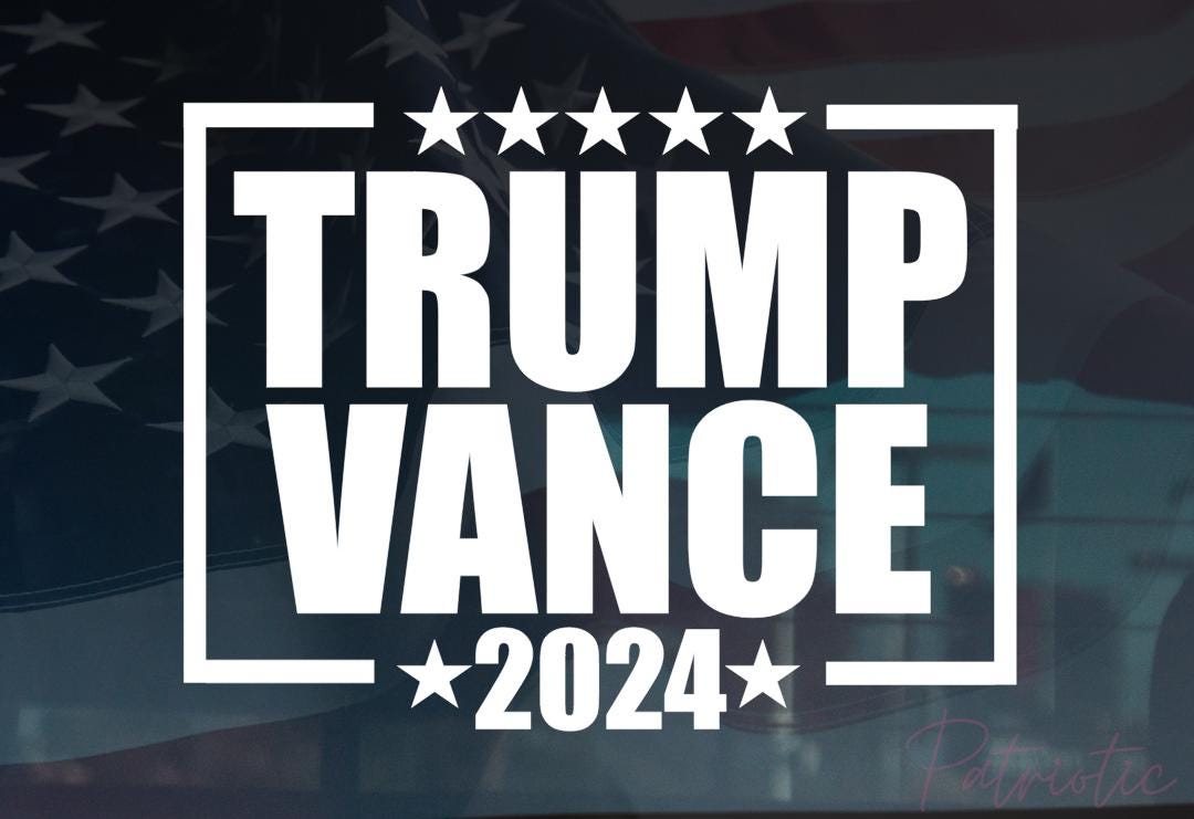 Trump Vance Bold 2024 Decal, Trump, Vance, Conservative, Republican ...