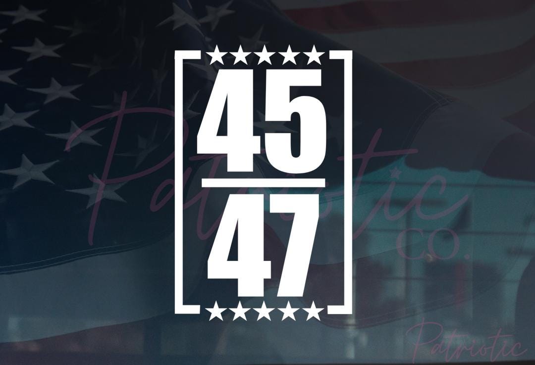 Trump 45 47 Bold 2024 Decal, Trump, Conservative, Republican Decal ...