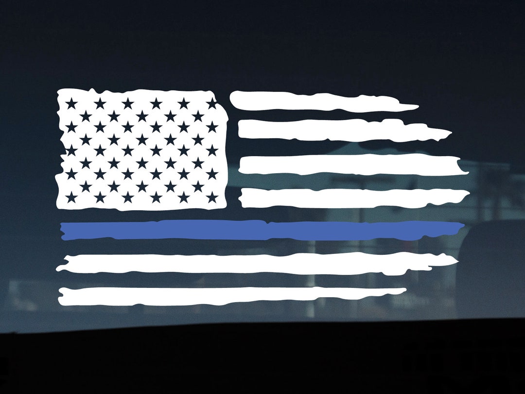 Blue Line Distressed Flag Decal, Conservative, Republican Gifts, Car ...