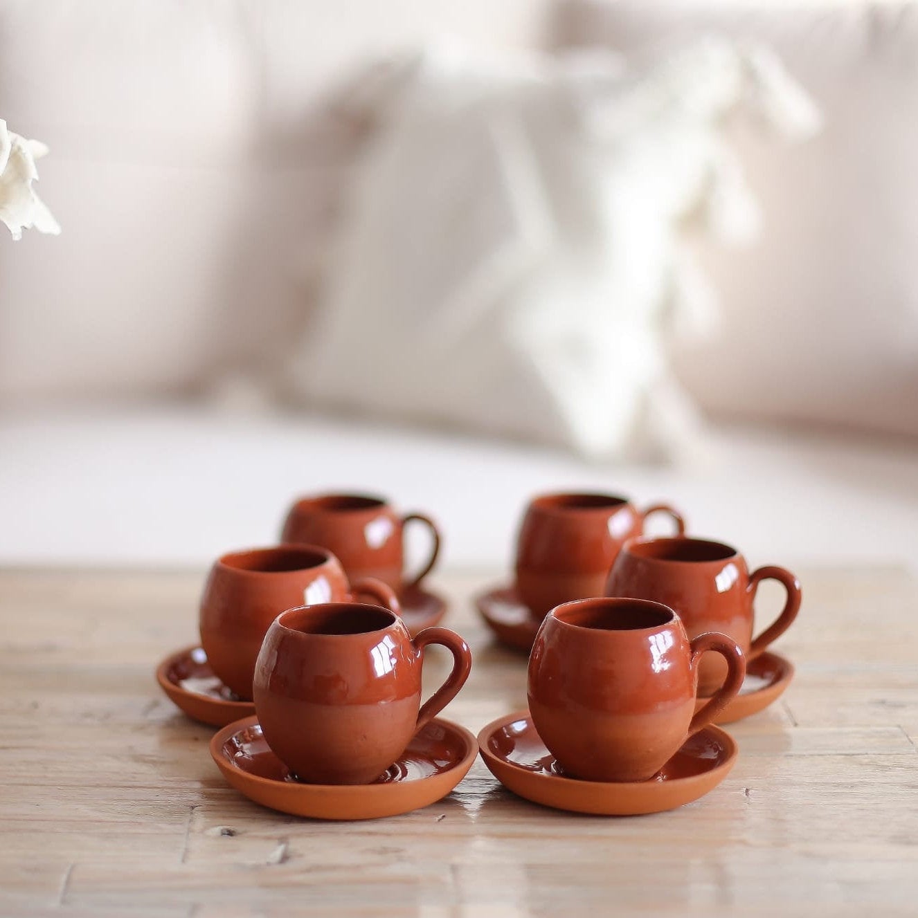 Handmade Clay Cup Set - 6 Person Clay Coffee Set, Coffee Cup, Turkish ...