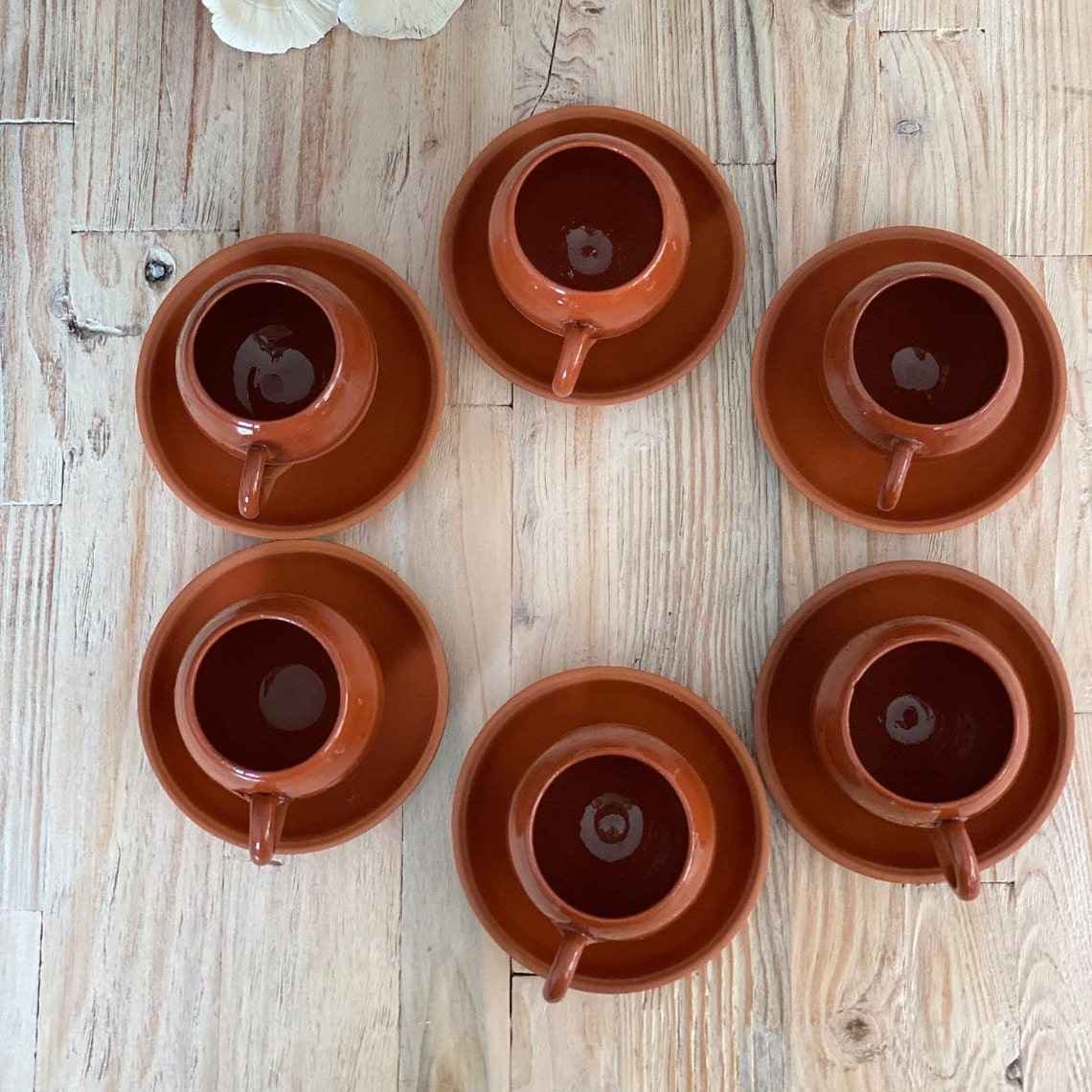 Handmade Clay Cup Set 6 Person Clay Coffee Set, Coffee Cup, Turkish ...