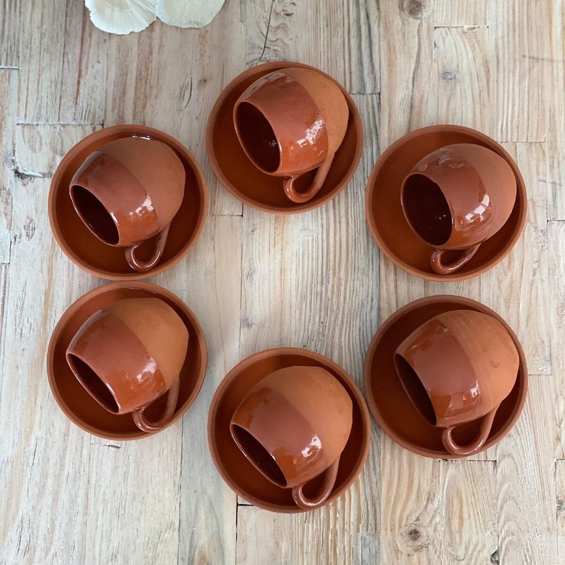 Handmade Clay Cup Set 6 Person Clay Coffee Set, Coffee Cup, Turkish ...