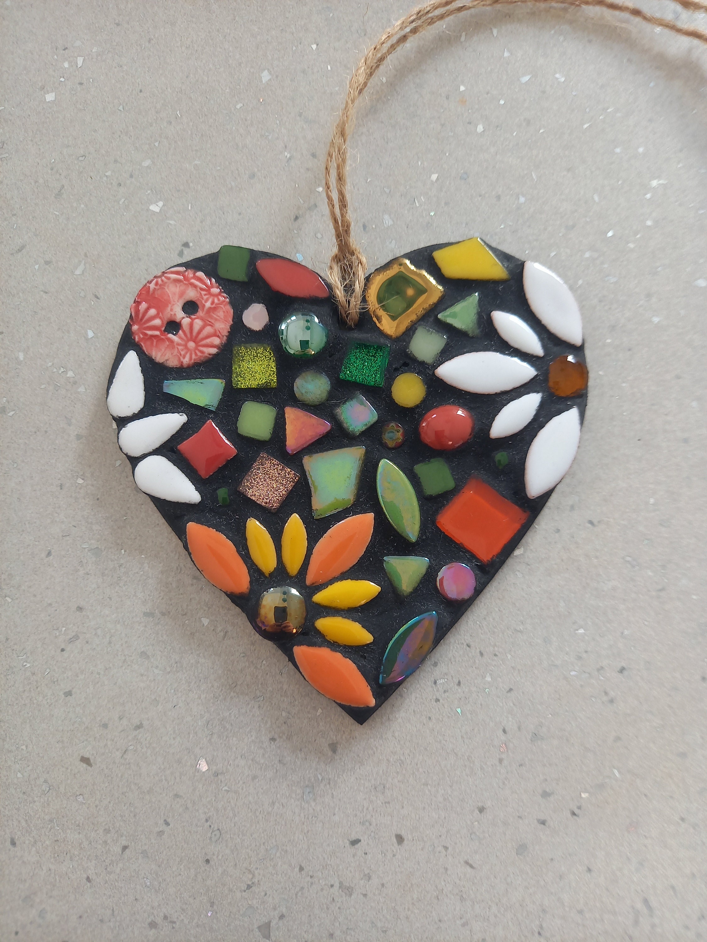 Floral Heart Mosaic Art, Handmade Glass & Ceramic Tiles - Etsy