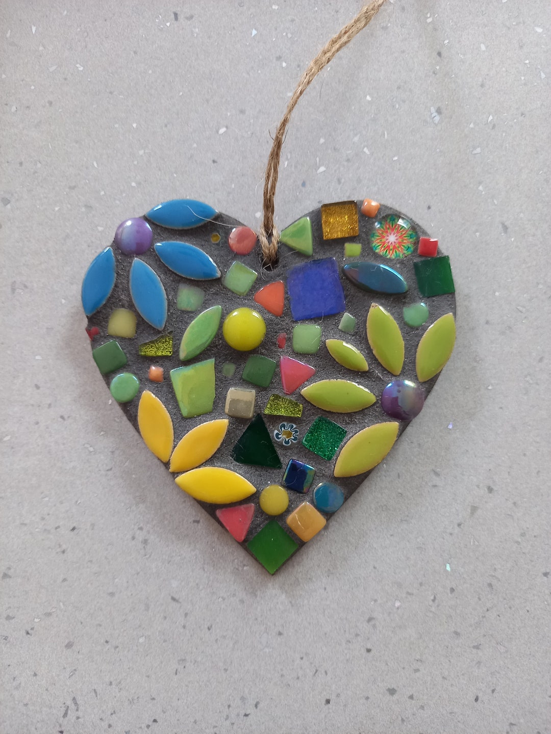 Floral Heart Mosaic, Handmade Mixed Media Art, 10x10cm - Etsy